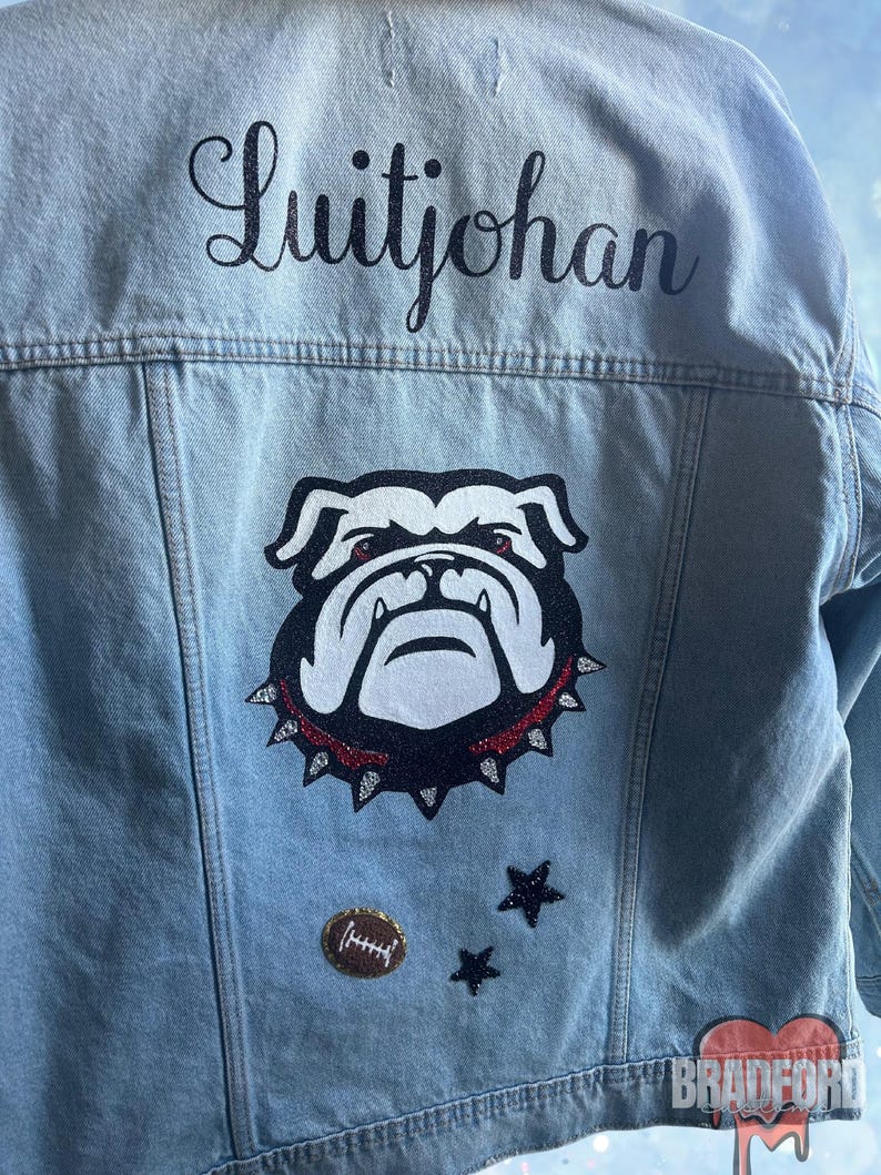Custom Rhinestone Denim Team Mom Parent Jacket - Etsy