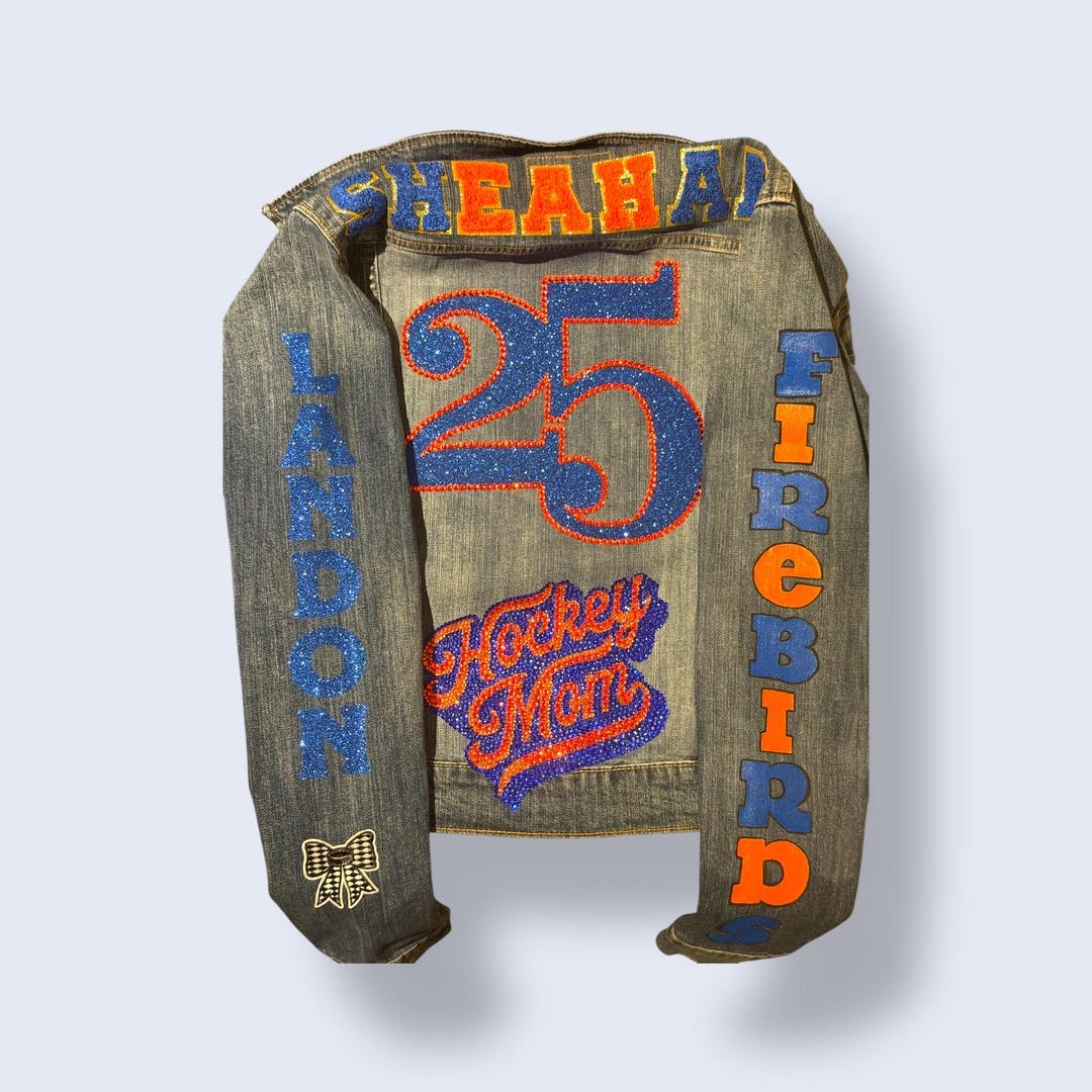Custom Rhinestone Denim Team Mom Parent Jacket - Etsy