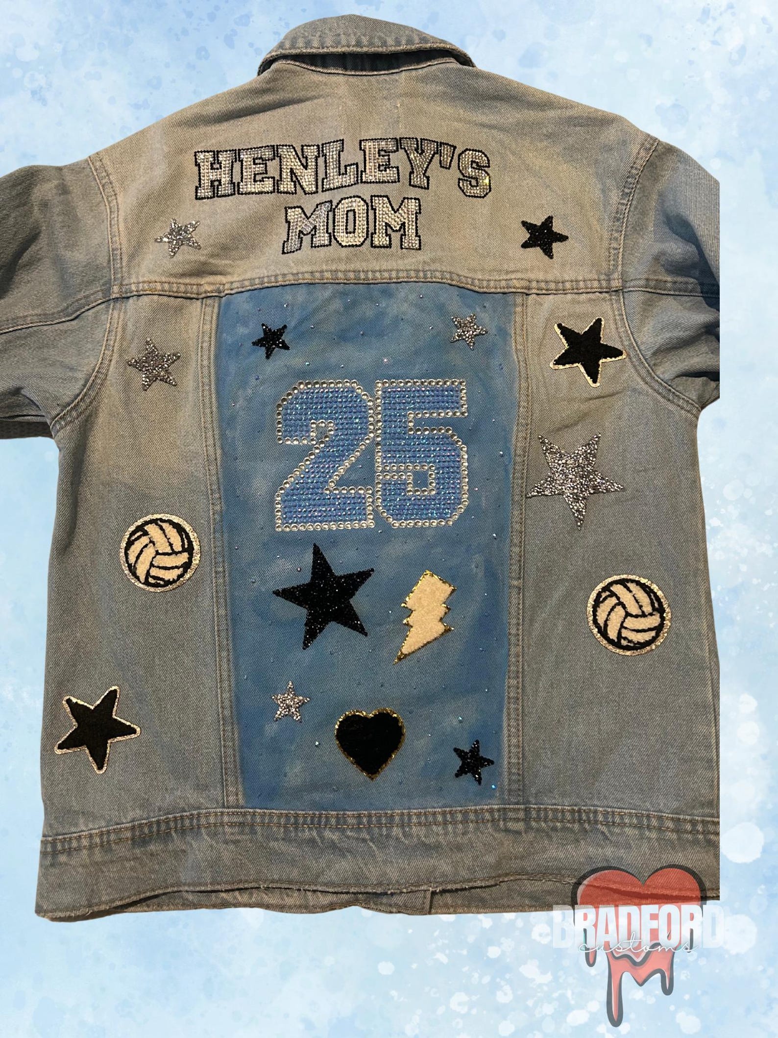 Custom Rhinestone Denim Team Mom Parent Jacket - Etsy