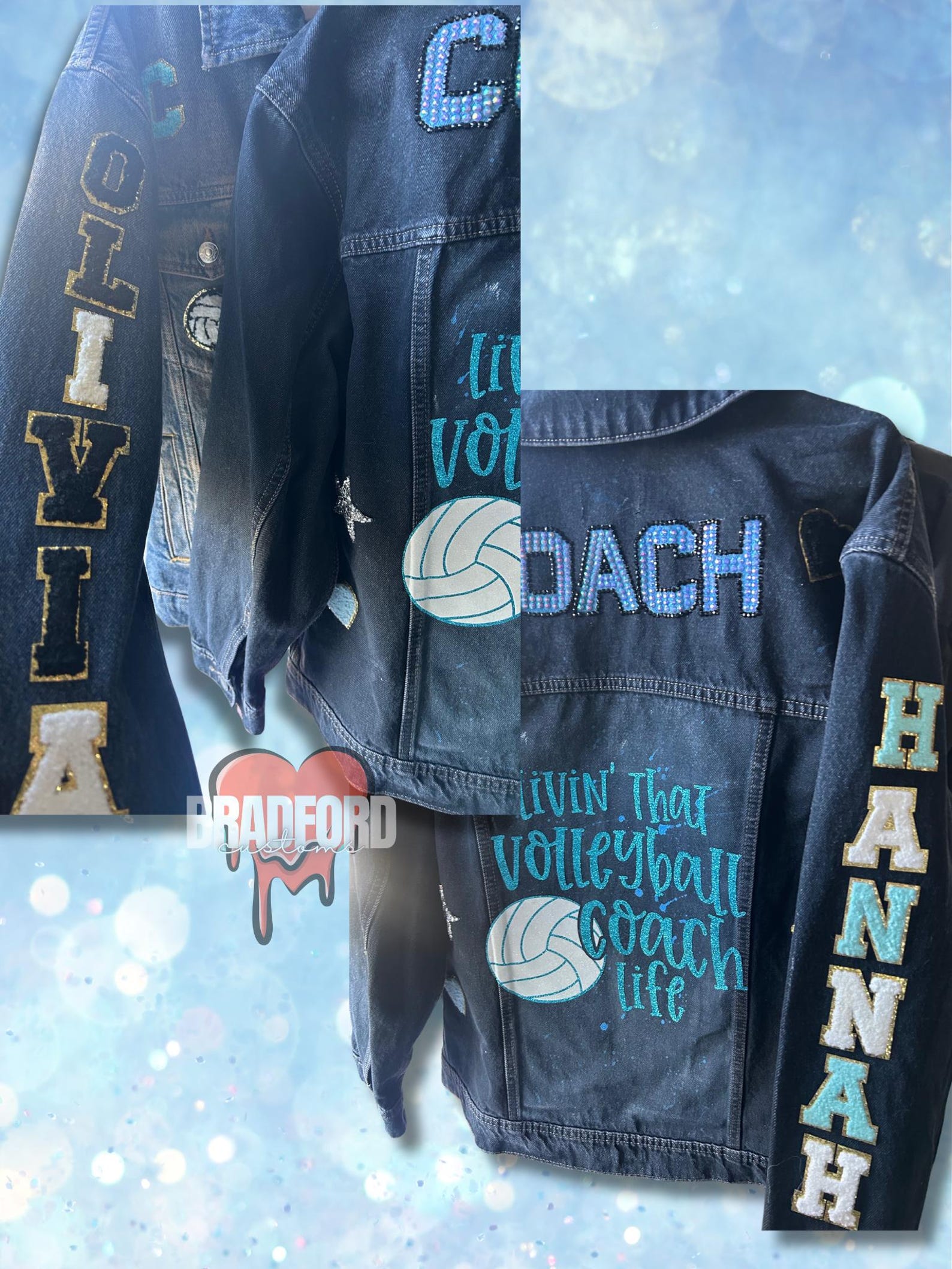 Custom Rhinestone Denim Team Mom Parent Jacket - Etsy