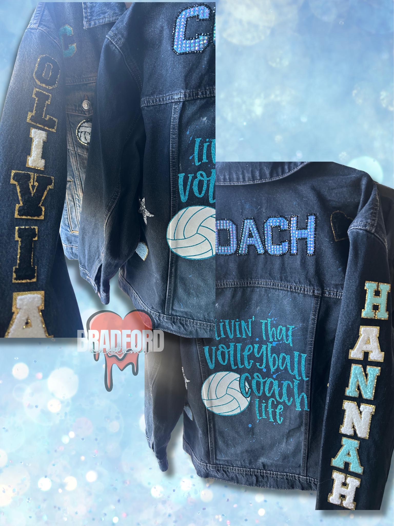 Custom Rhinestone Denim Team Mom Jacket - Etsy