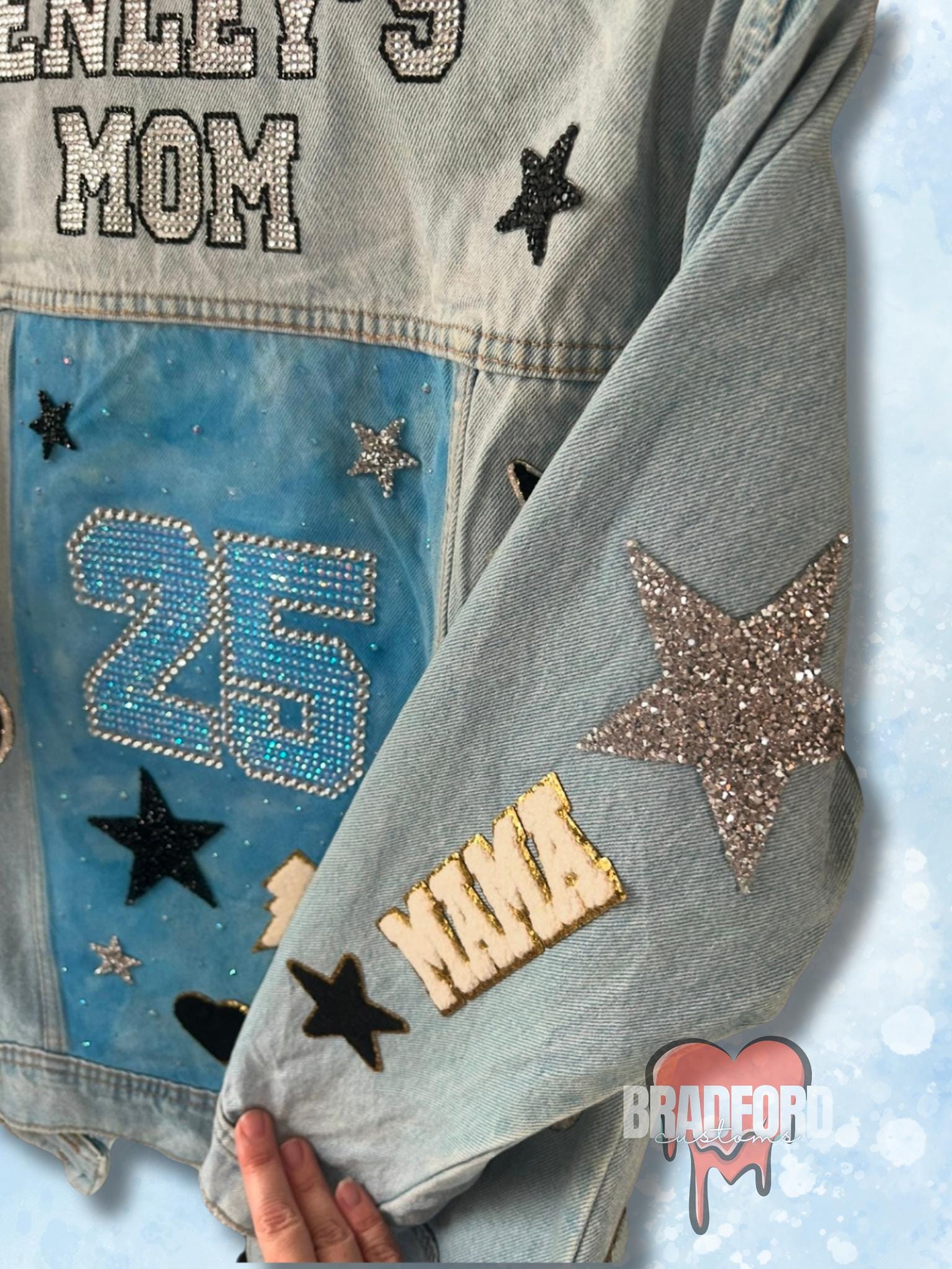 Custom Rhinestone Denim Team Mom Jacket - Etsy