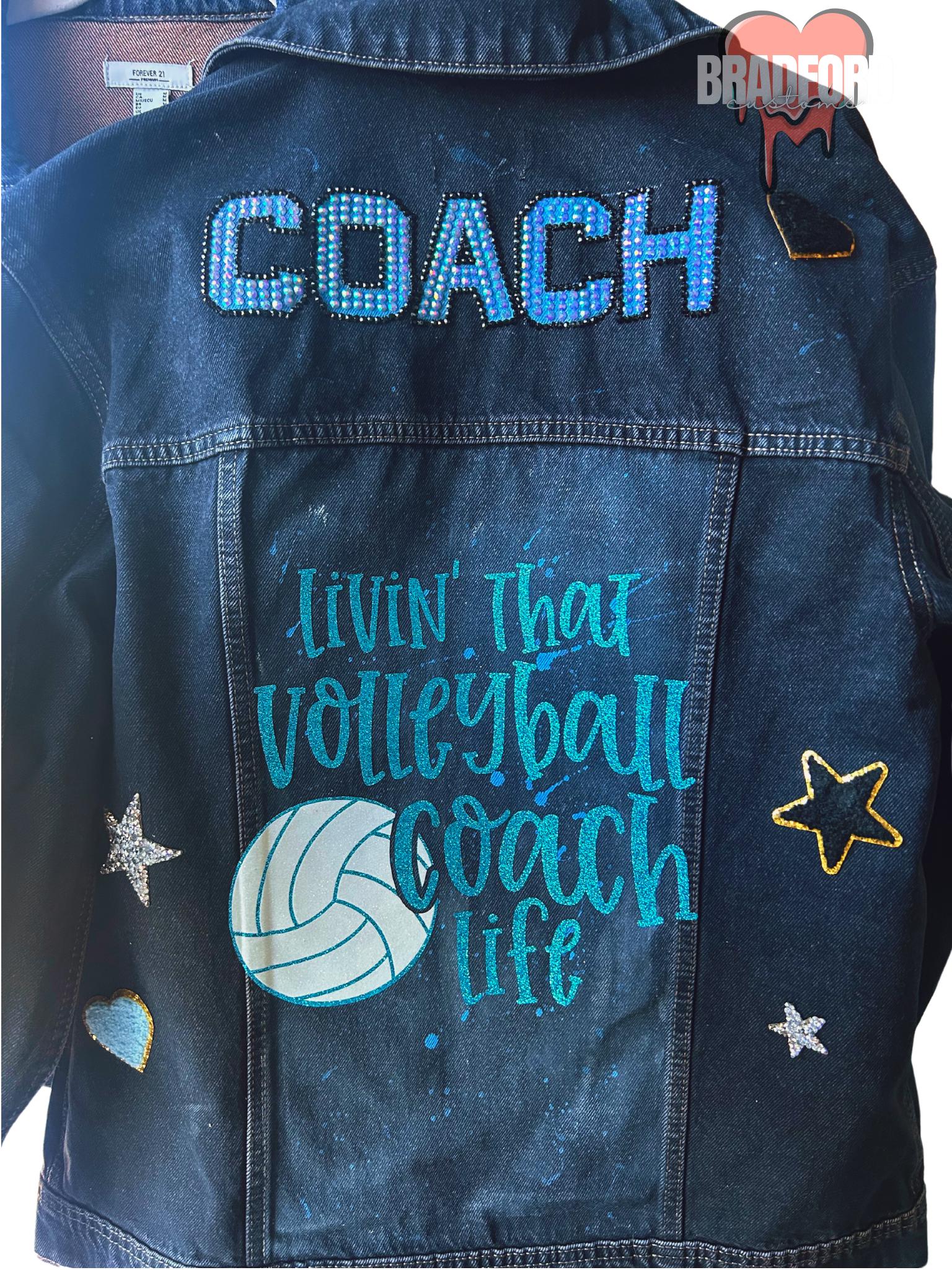 Custom Rhinestone Denim Team Mom Jacket - Etsy