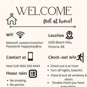 Airbnb & VRBO Host Welcome Sign Template | Vacation Rental Guest Check ...