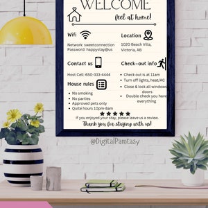 Airbnb & VRBO Host Welcome Sign Template | Vacation Rental Guest Check ...