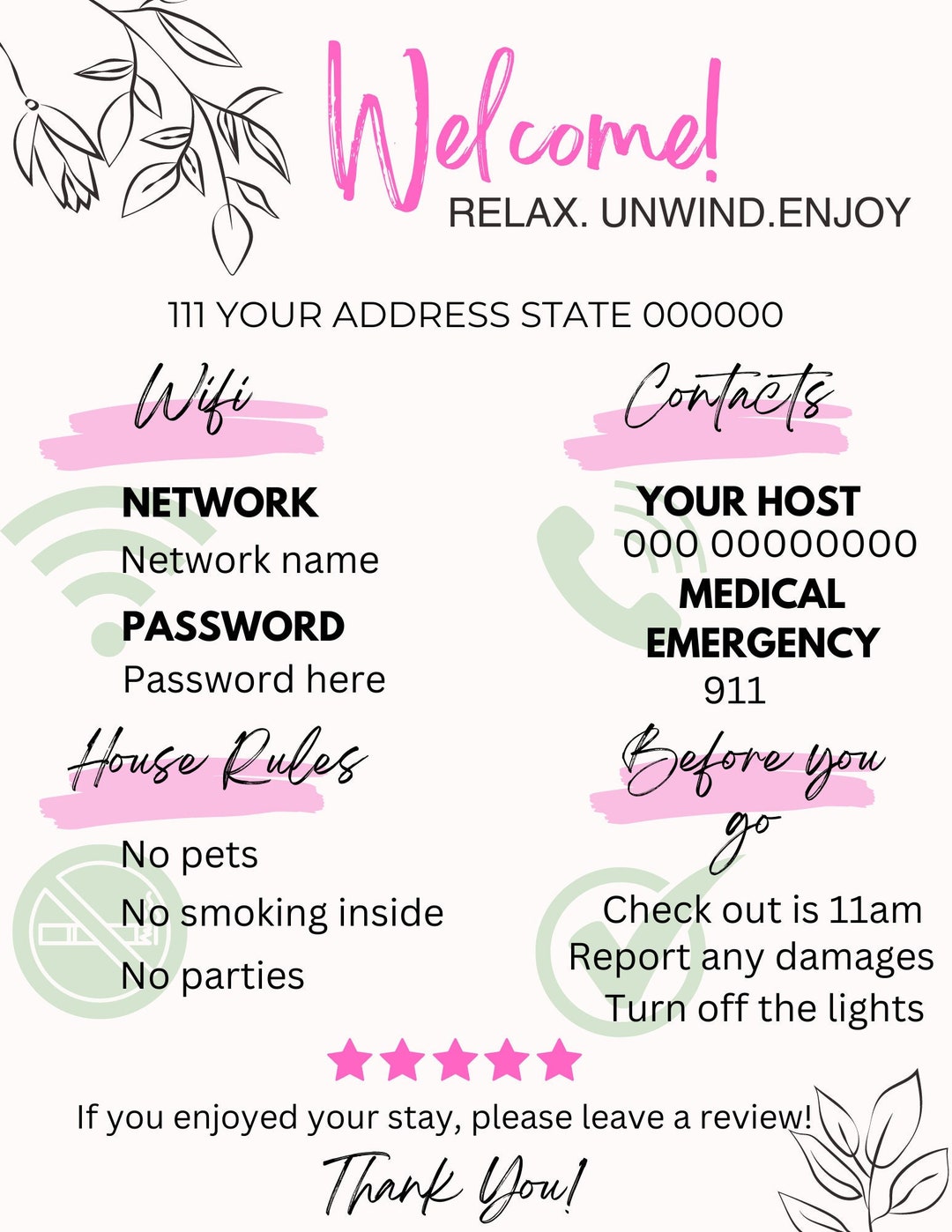 Airbnb & VRBO Host Welcome Sign Template | Welcome Sign for Airbnb VRBO ...