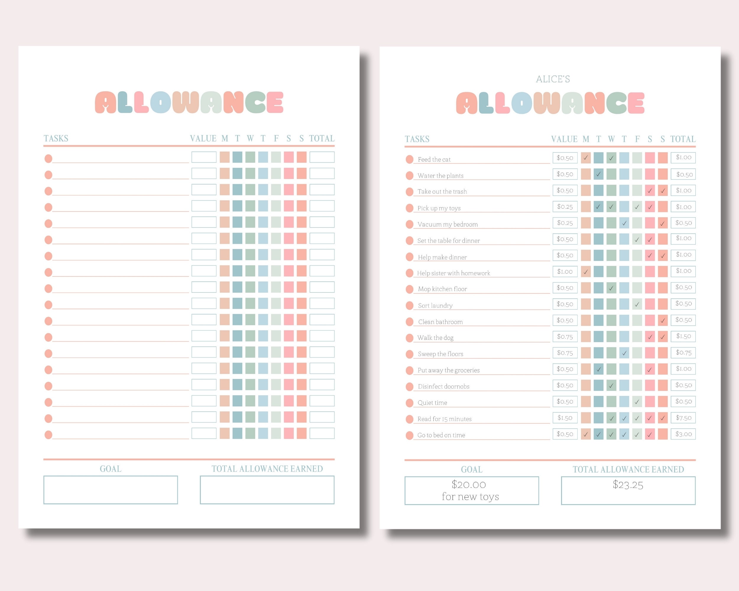 Chore Chart Bundle for Kids Printable Fillable Behavior Chart Daily ...