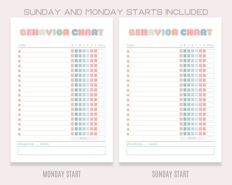 Printable Fillable Behavior Chartfor Kids Daily Weekly Good Behavior ...