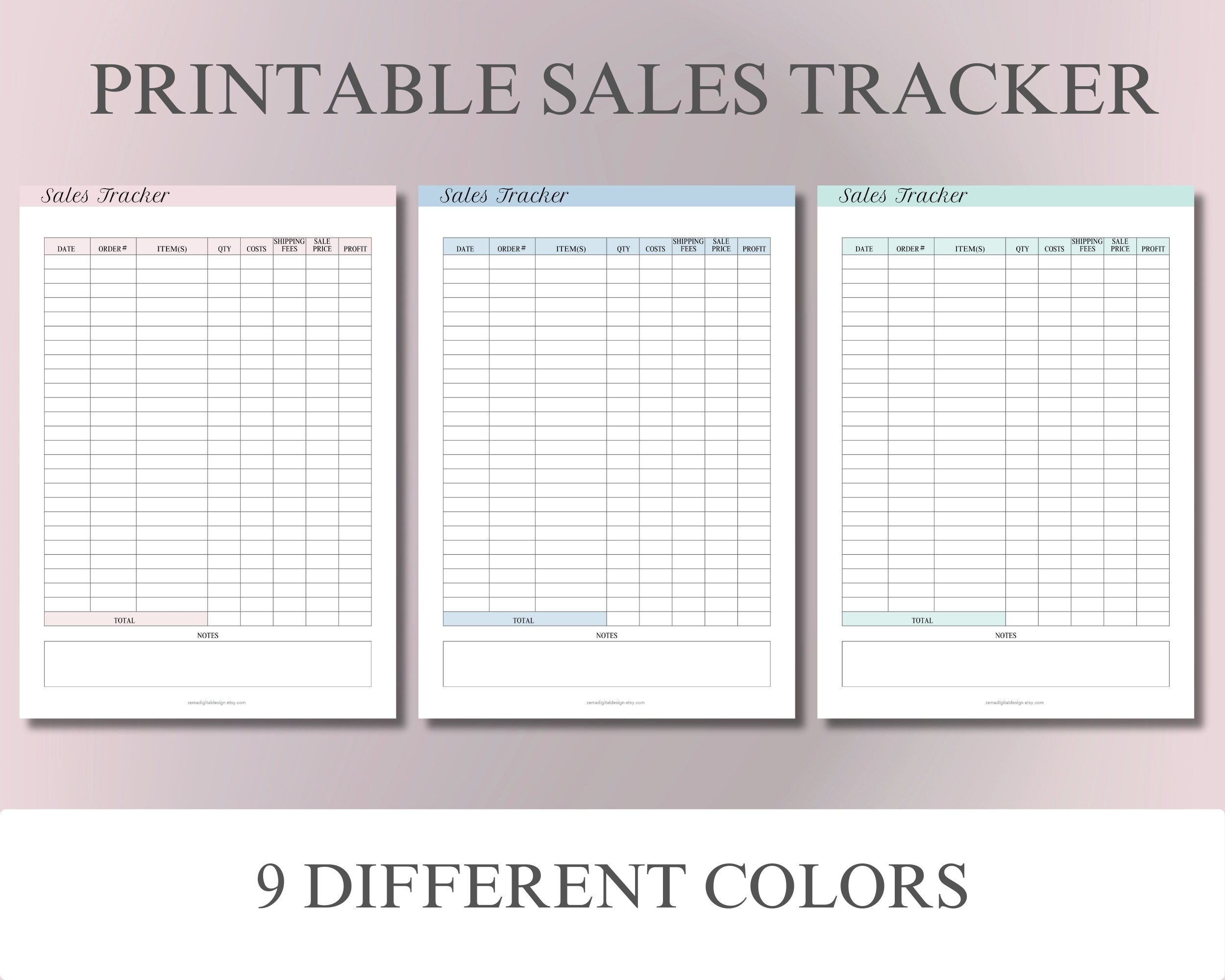 Printable Fillable Sales Tracker, Simple Sales Page, Small Business ...