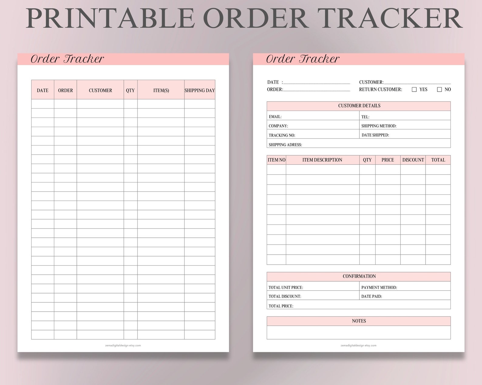 Order Tracker Printable Fillable Small Business Order Tracker Template ...