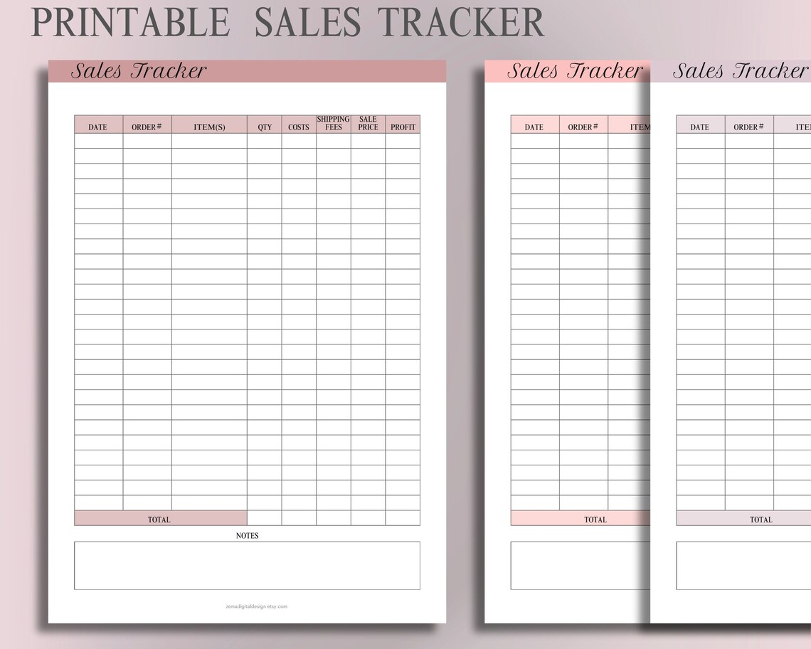 Printable Fillable Sales Tracker, Simple Sales Page, Small Business ...