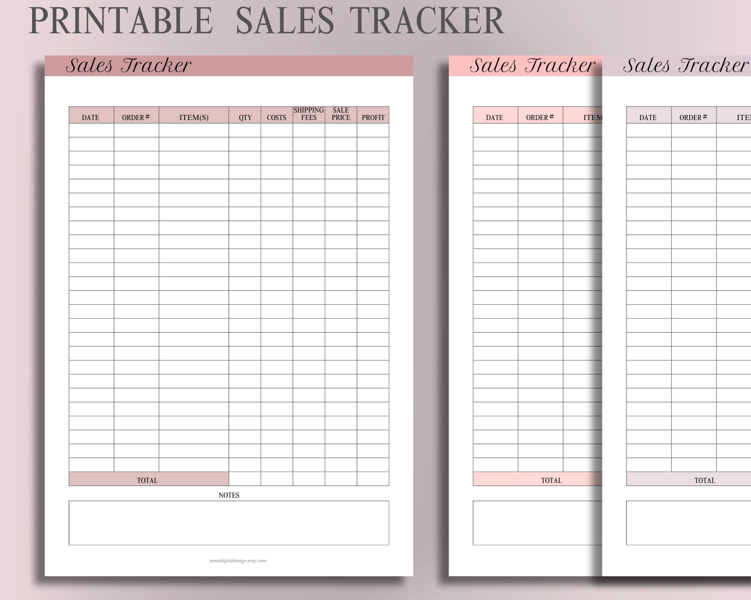 Printable Fillable Sales Tracker, Simple Sales Page, Small Business ...