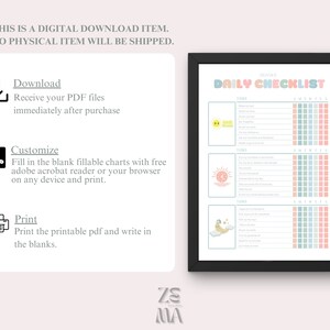 Chore Chart Bundle for Kids Printable Fillable Behavior Chart Daily ...