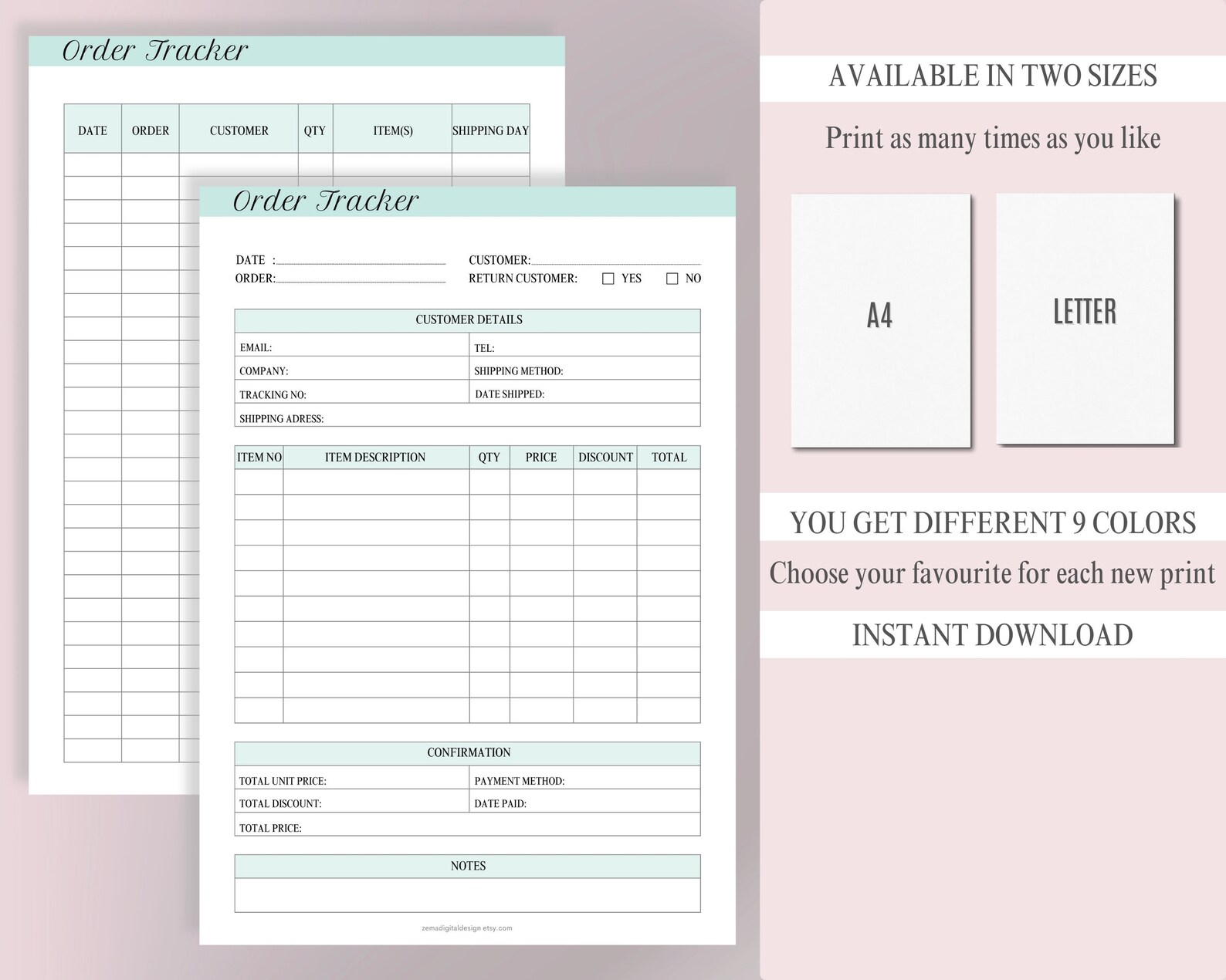 Order Tracker Printable Fillable Small Business Order Tracker Template ...