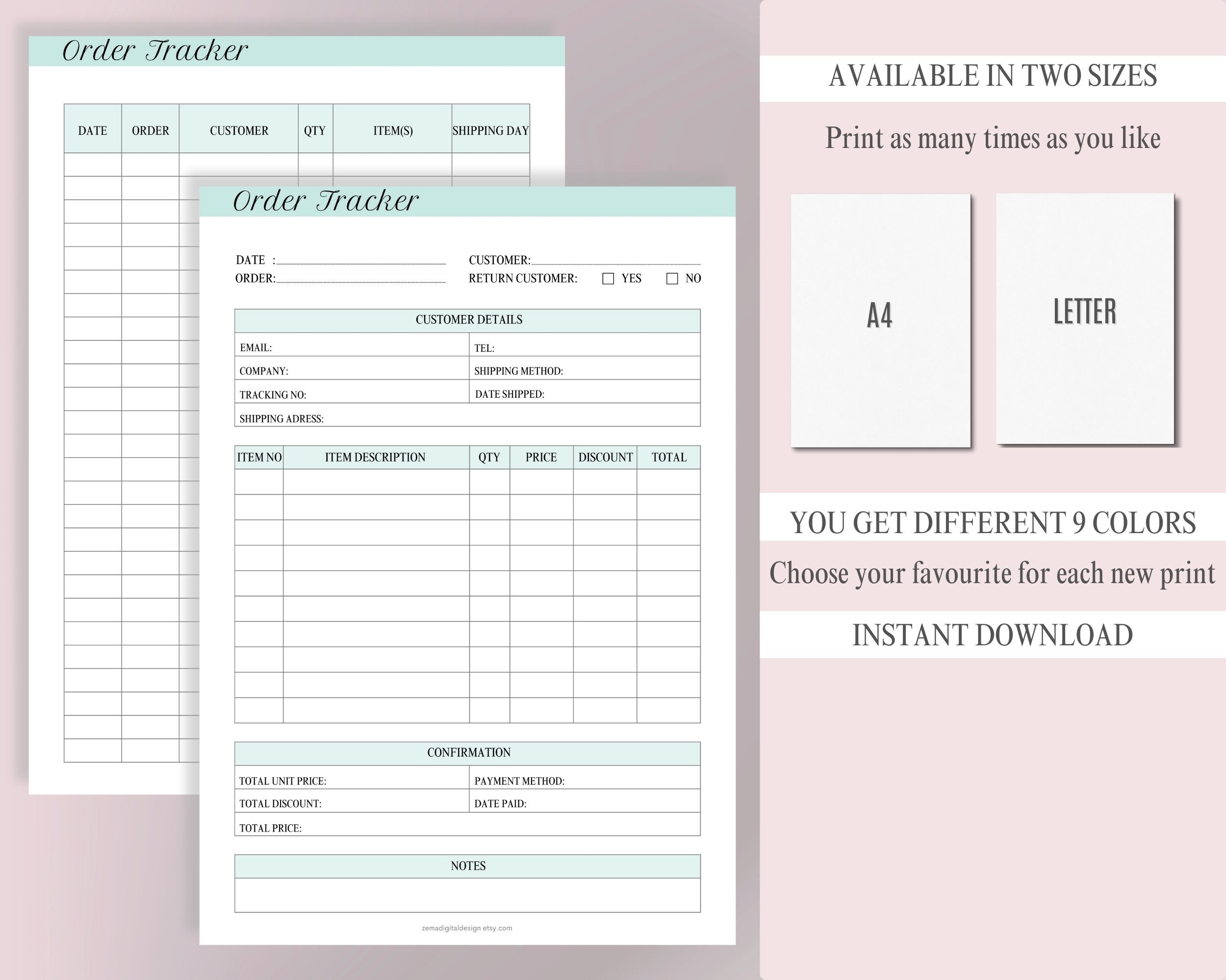 Order Tracker Printable Fillable Small Business Order Tracker Template ...