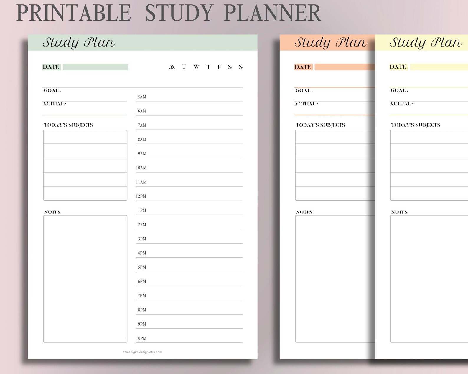 Printable Fillable Study Planner, Simple Student Plan, Weekly Daily ...