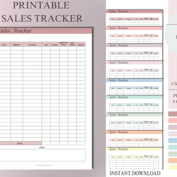 Printable Fillable Sales Tracker, Simple Sales Page, Small Business ...
