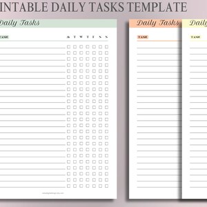 Daily Weekly Tasks Template Printable & Fillable Simple Task Checklist ...