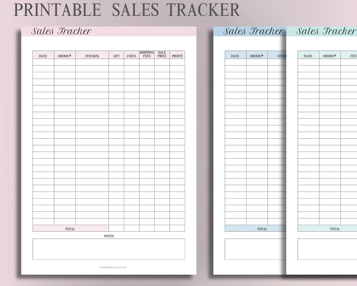 Printable Fillable Sales Tracker, Simple Sales Page, Small Business ...