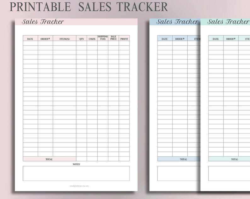 Printable Fillable Sales Tracker, Simple Sales Page, Small Business ...