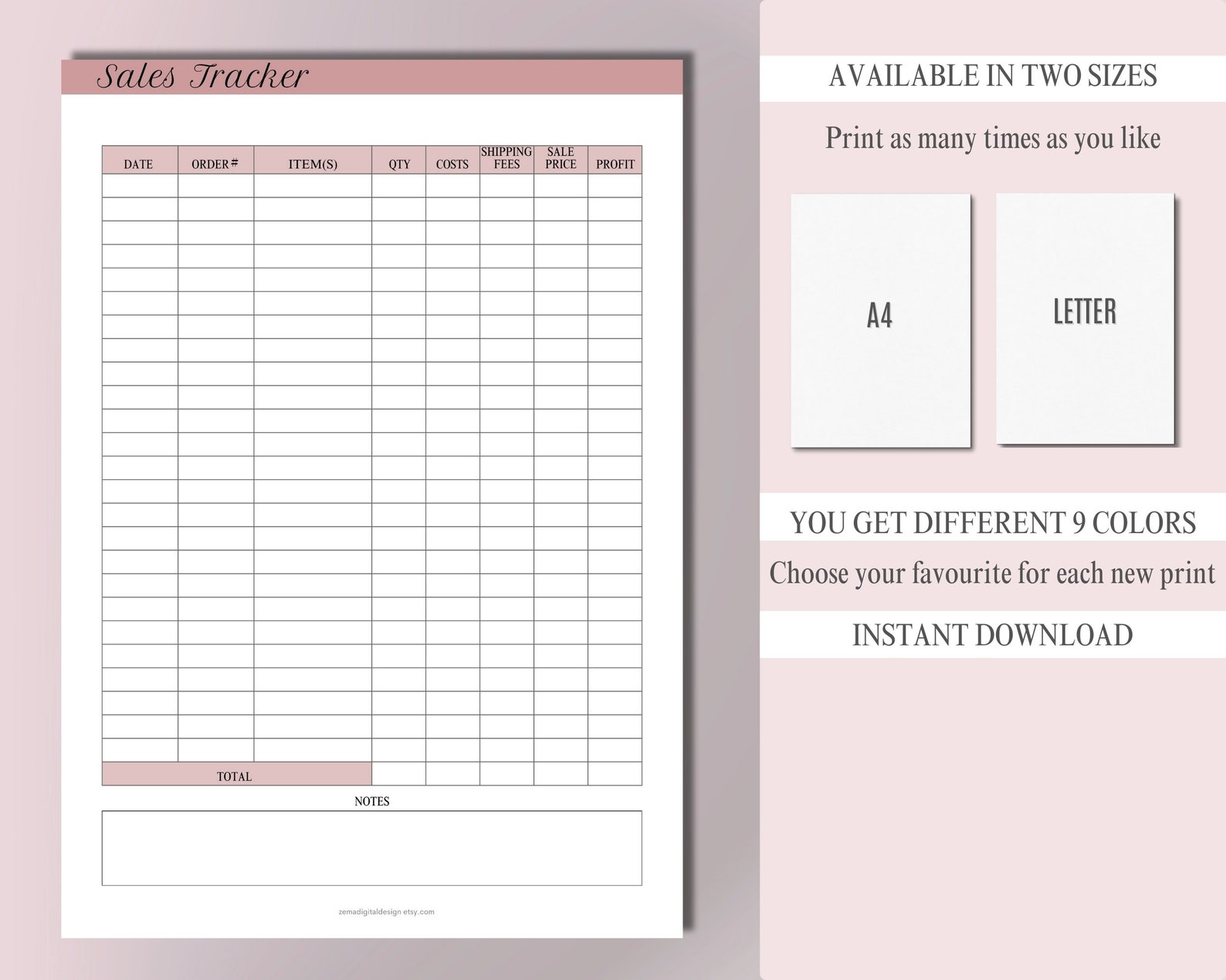 Printable Fillable Sales Tracker, Simple Sales Page, Small Business ...