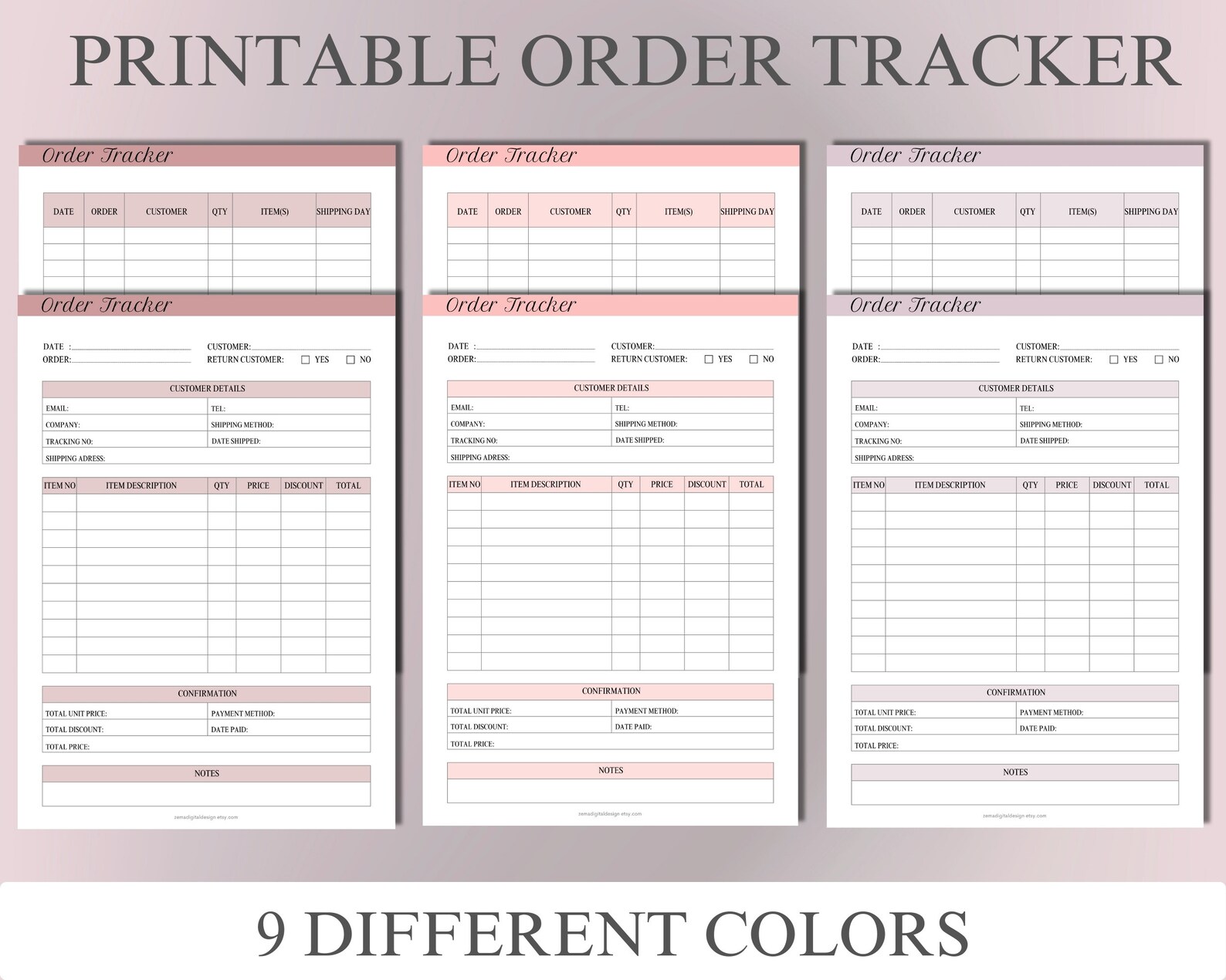 Order Tracker Printable Fillable Small Business Order Tracker Template ...
