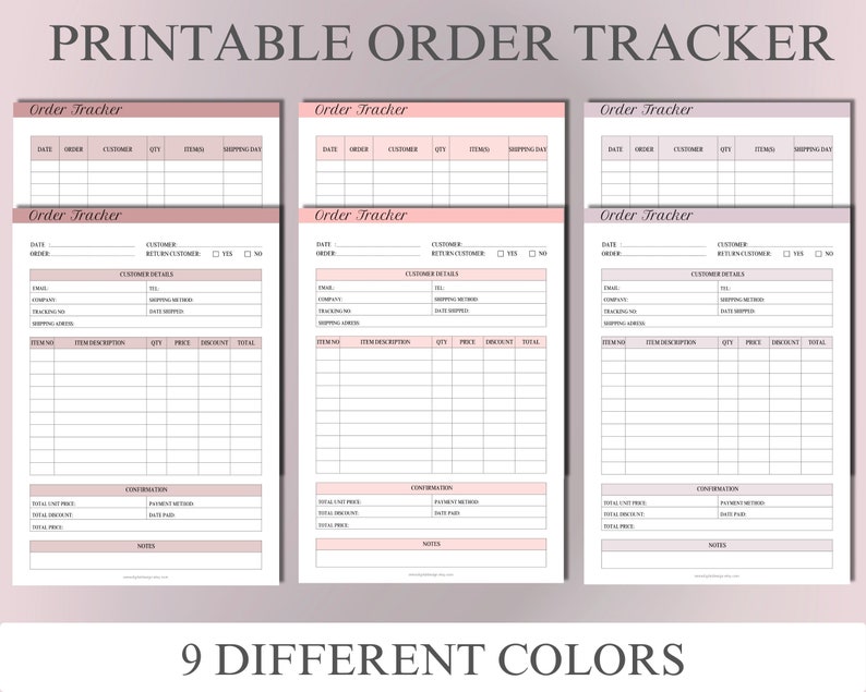 Order Tracker Printable Fillable Small Business Order Tracker Template ...