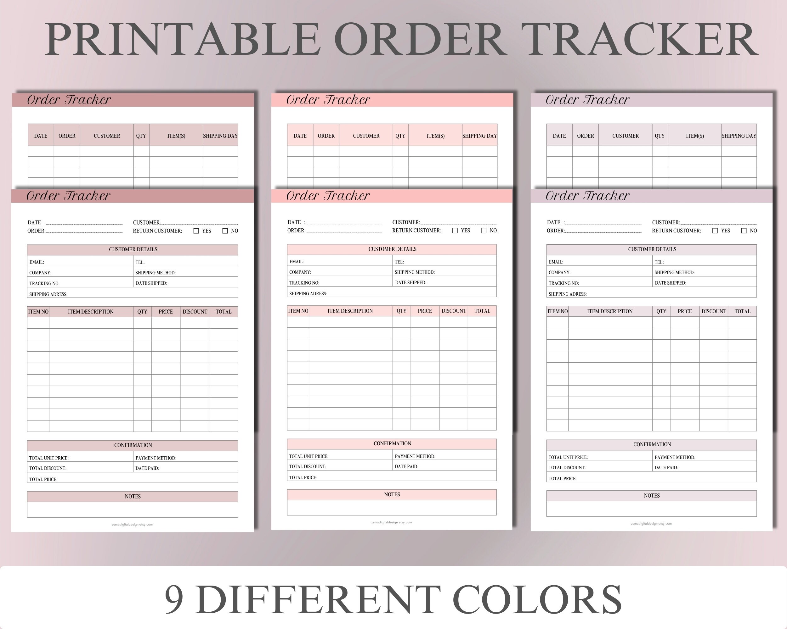Order Tracker Printable Fillable Small Business Order Tracker Template ...