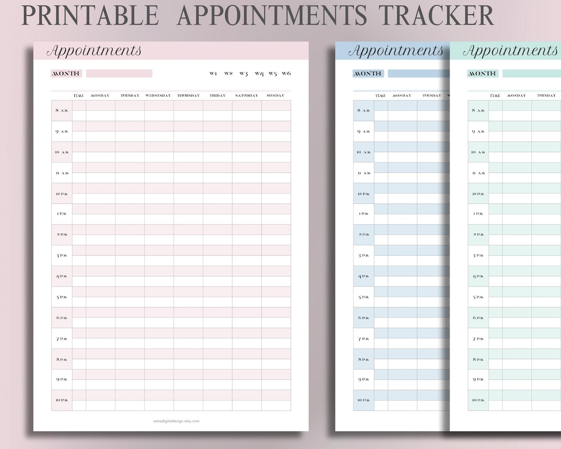 Printable Fillable Appointment Tracker Pdf Small Business Appointment ...