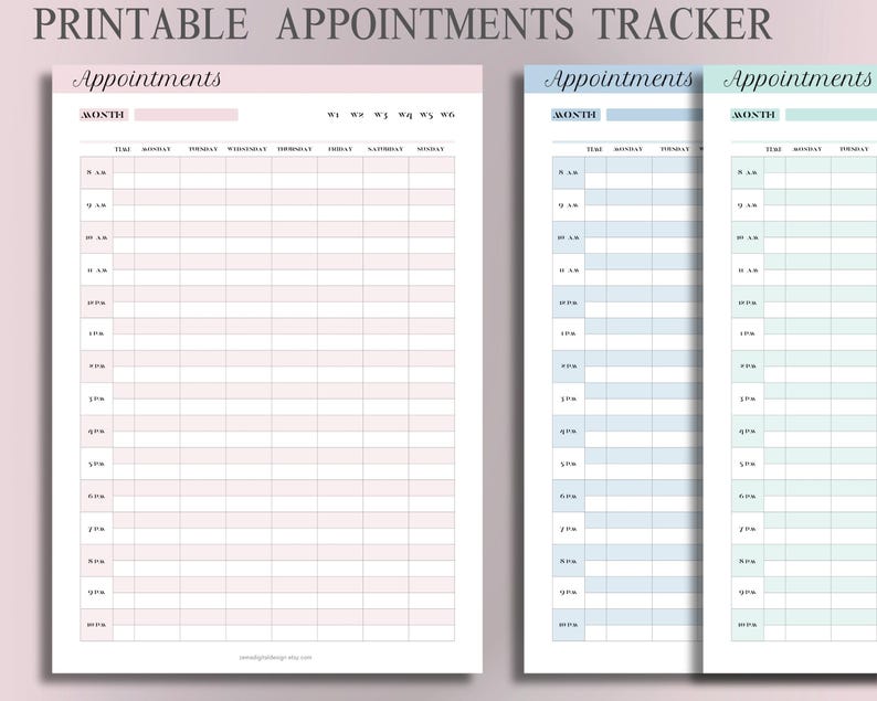 Printable Fillable Appointment Tracker Pdf Small Business Appointment ...