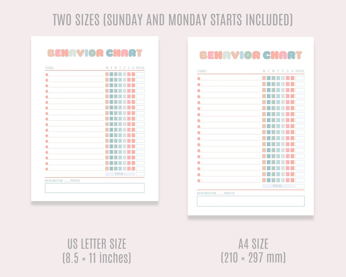 Printable Fillable Behavior Chartfor Kids Daily Weekly Good Behavior ...