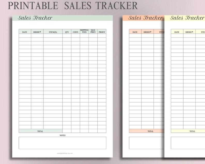 Printable Fillable Sales Tracker, Simple Sales Page, Small Business ...