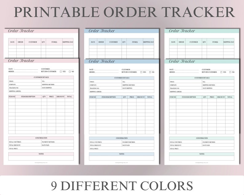 Order Tracker Printable Fillable Small Business Order Tracker Template ...