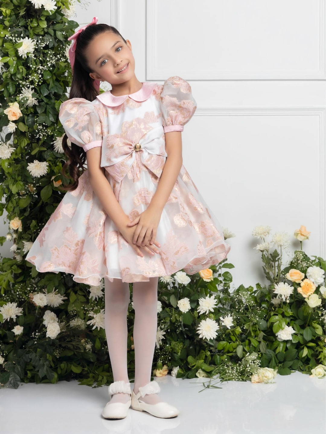 Emma Puff Sleeves Dress | Premium | Handmade | Twirl Dress | Pink Dress ...