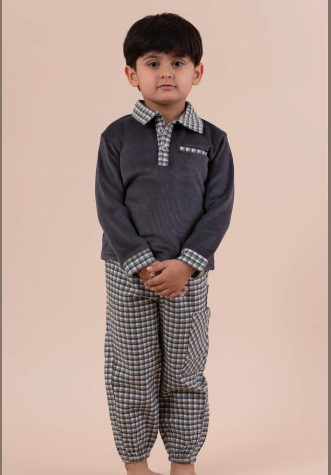 Velvet Boys Tracksuit Set: Check Co-ord, Soft Lounge Wear - Etsy
