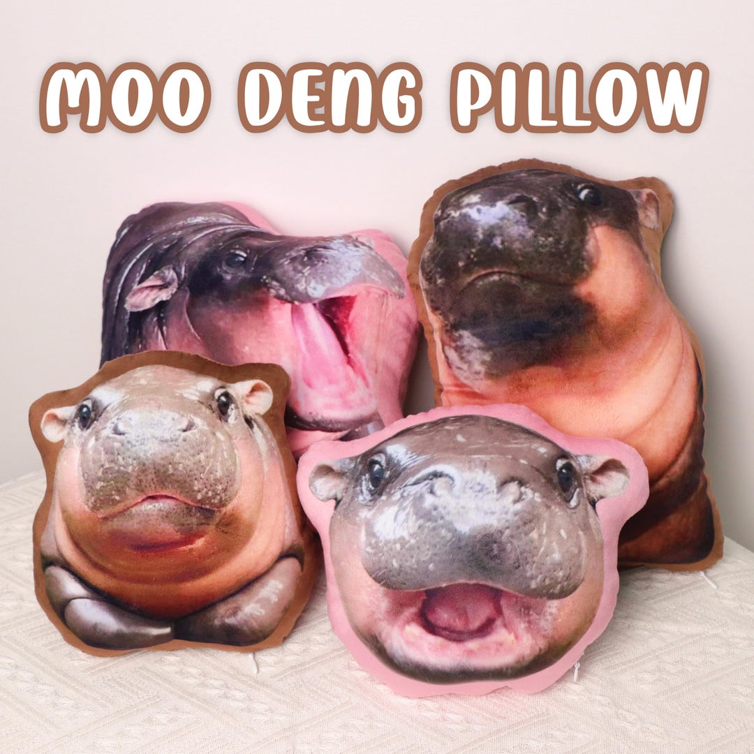 Moo Deng Plush Pillow Custom Photo Pillow, Pet Memorial Gift, Baby ...