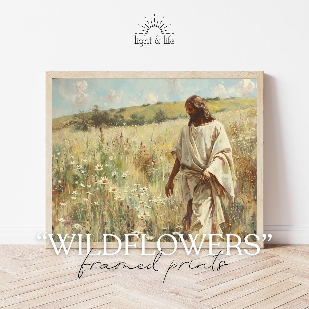 Christian Art wildflowers Wooden Frame 11x14, 16x20, 18x24, 24x36 ...