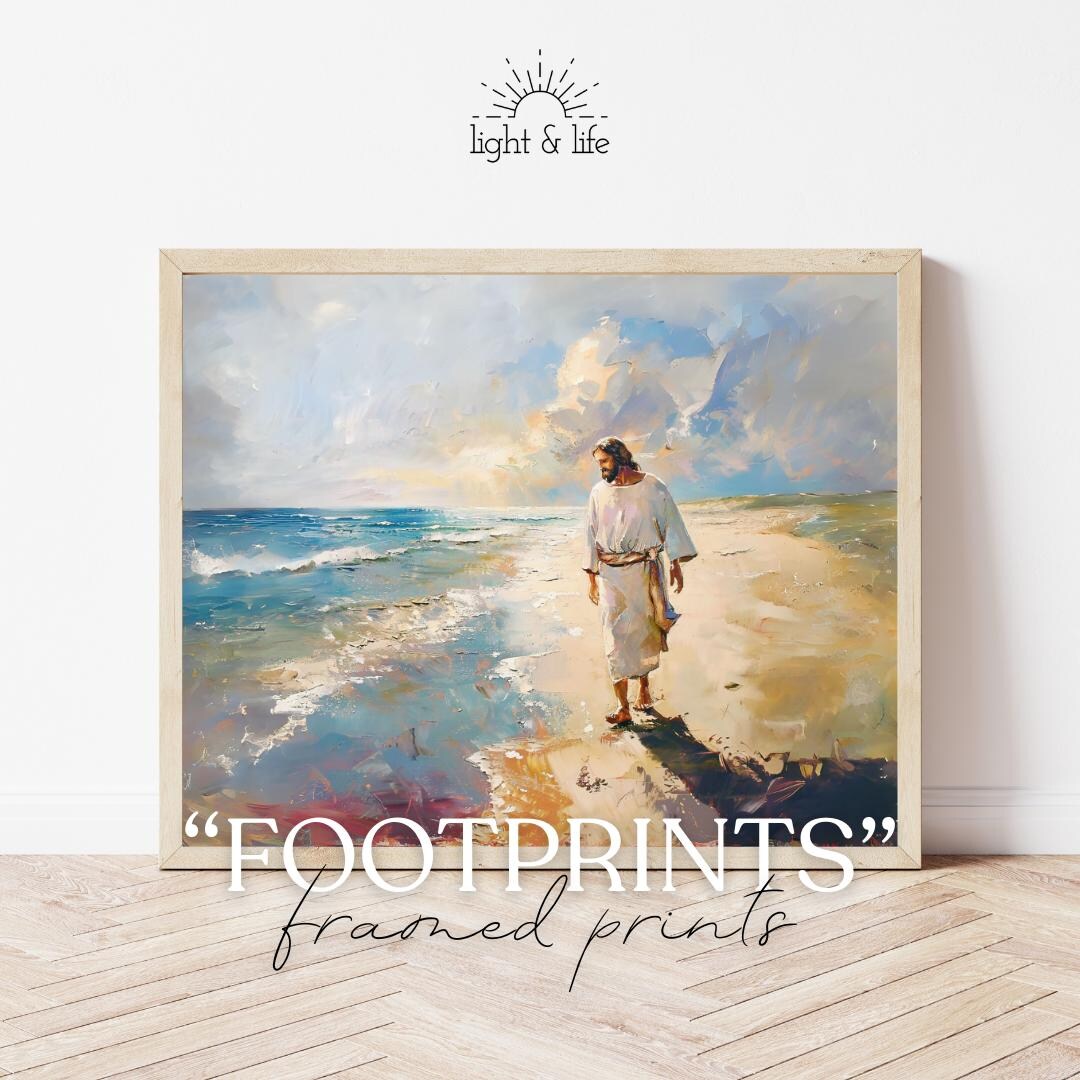 Christian Art footprints Wooden Frame 11x14, 16x20, 18x24, 24x36 ...