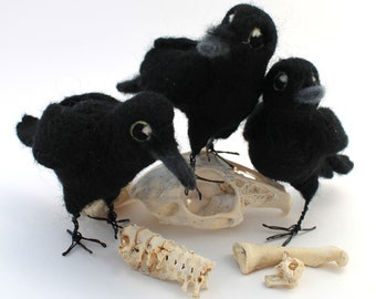 Black Crow.needle Felted Black Crow. Hand Made Bird. Needle - Etsy