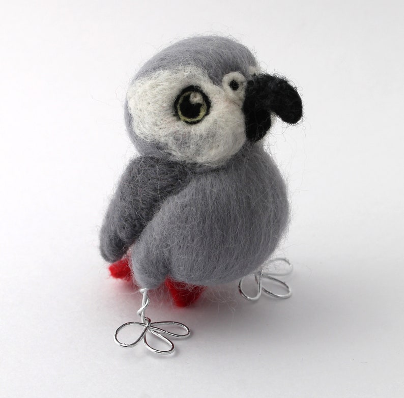 Needle Felted Bird African Grey Needle Felted Parrot | Etsy