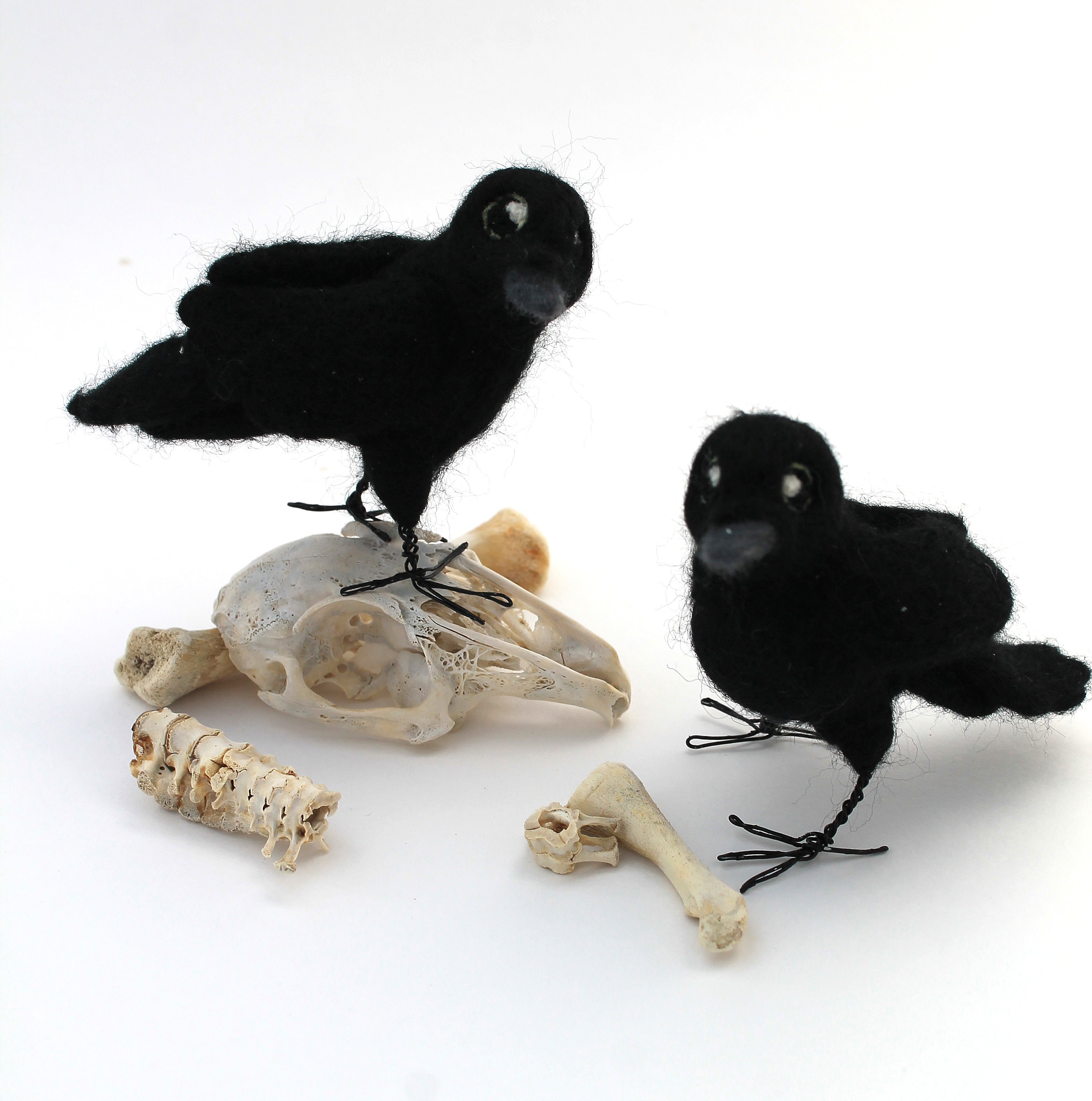 Needle Felted Crow Black Bird Decoration Left Facing | Etsy