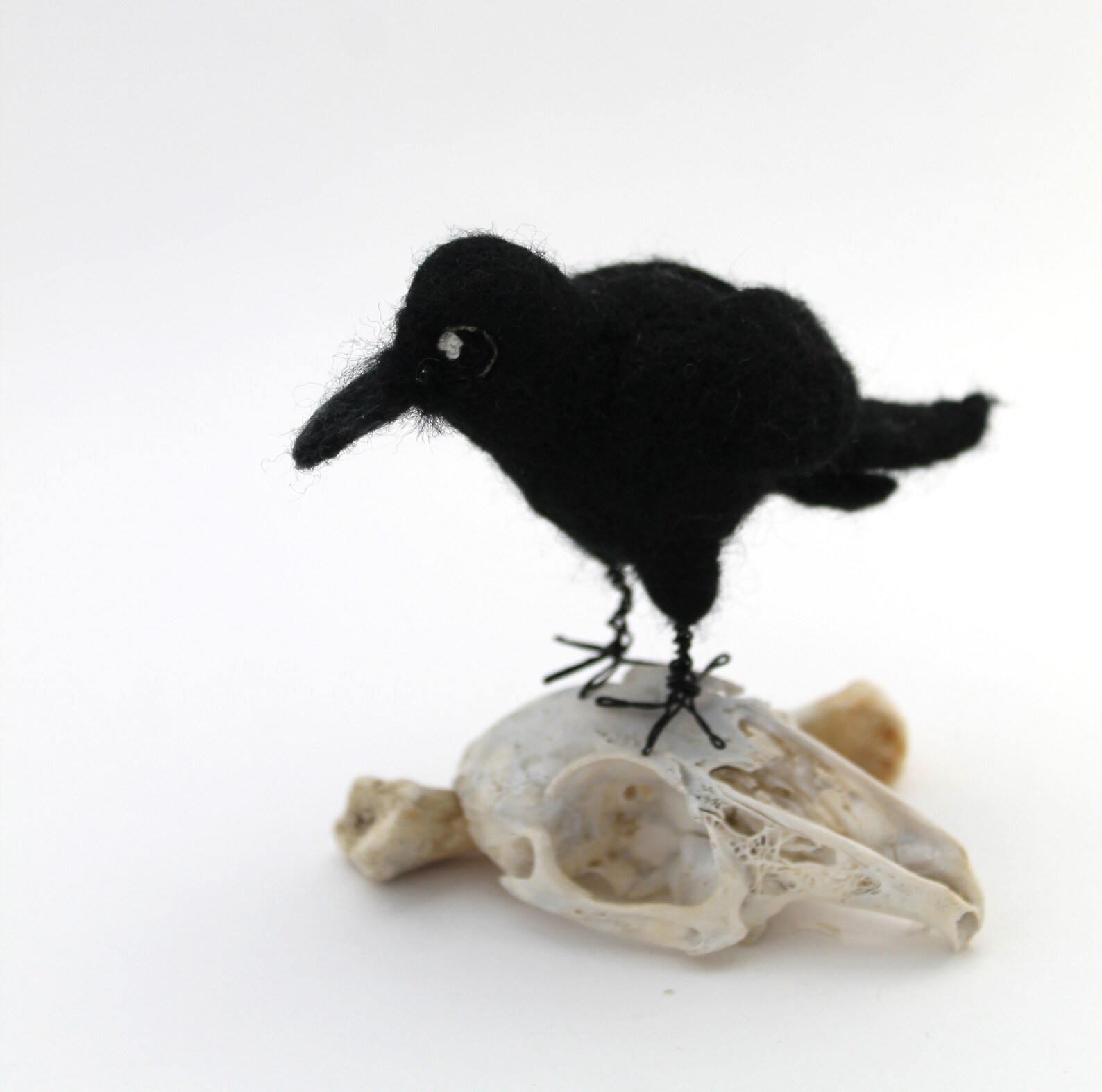 Needle Felted Crow Black Bird Decoration Left Facing | Etsy
