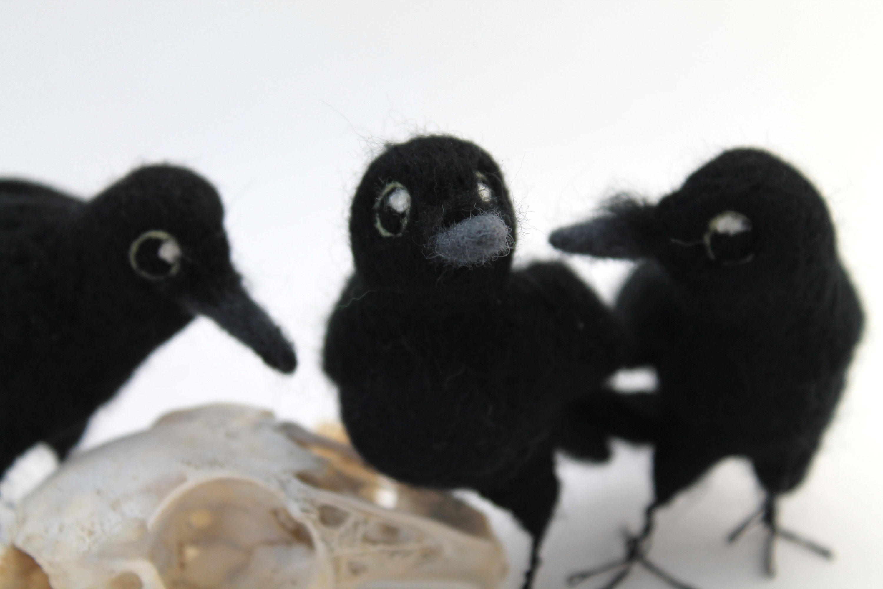 Needle Felted Crow Black Bird Decoration Left Facing | Etsy