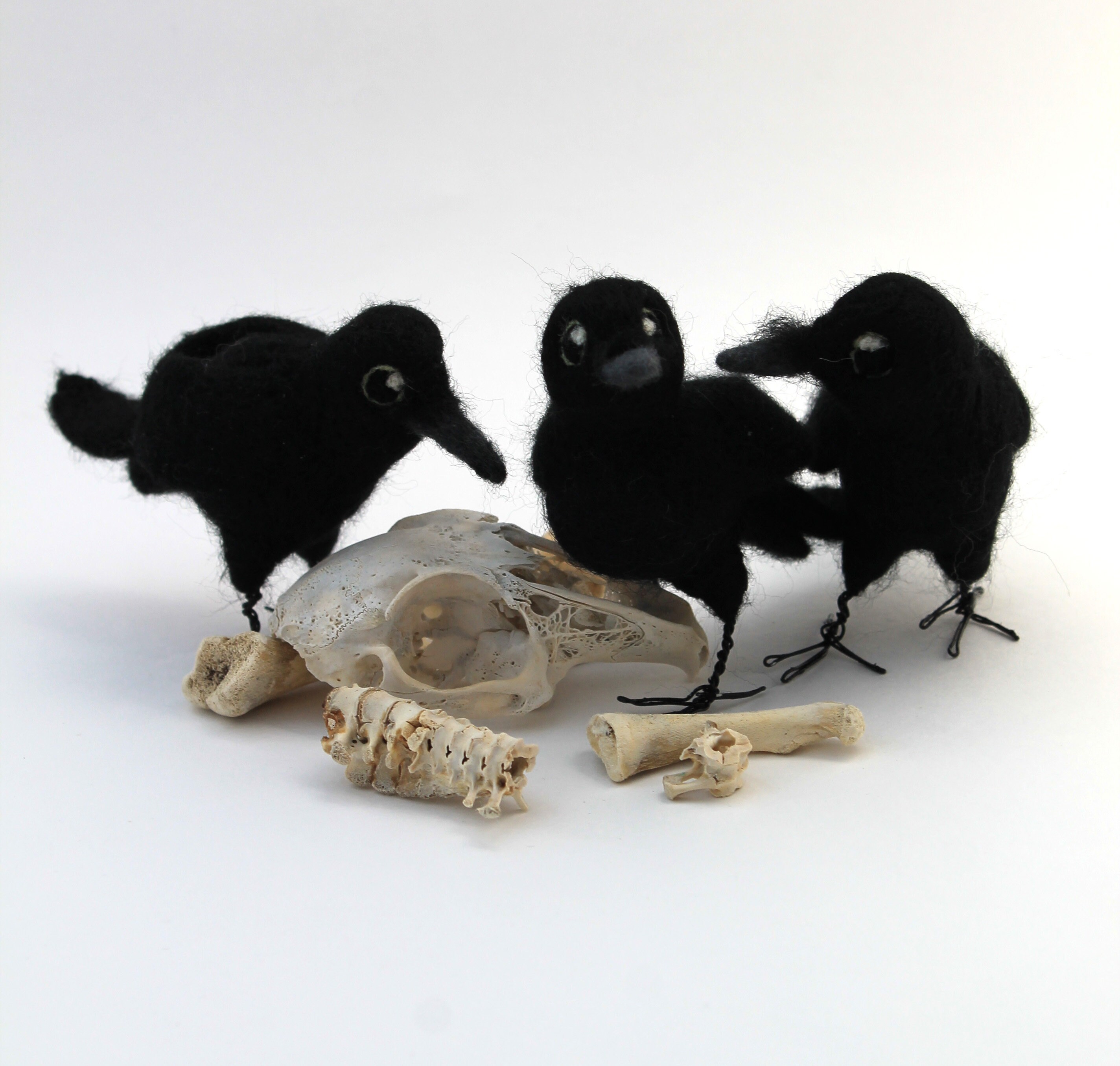 Needle Felted Crow Black Bird Decoration Left Facing | Etsy