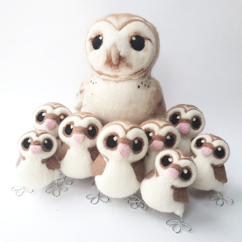 Needle Felted Barn Owl Felted Miniature Felt Bird Felt Owl | Etsy