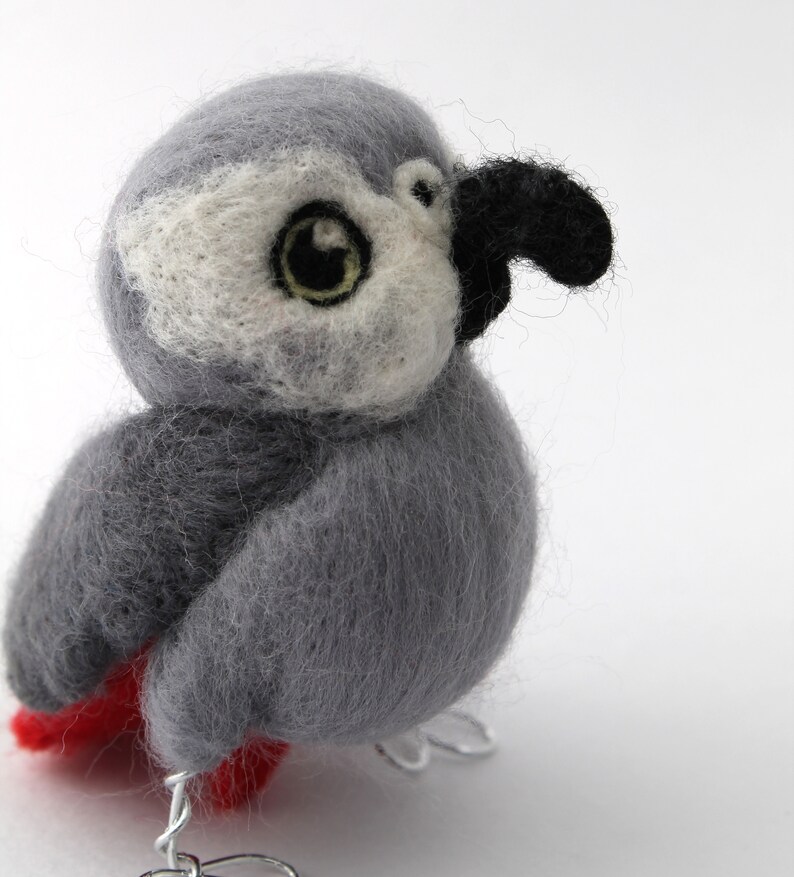 Needle Felted Bird African Grey Needle Felted Parrot | Etsy