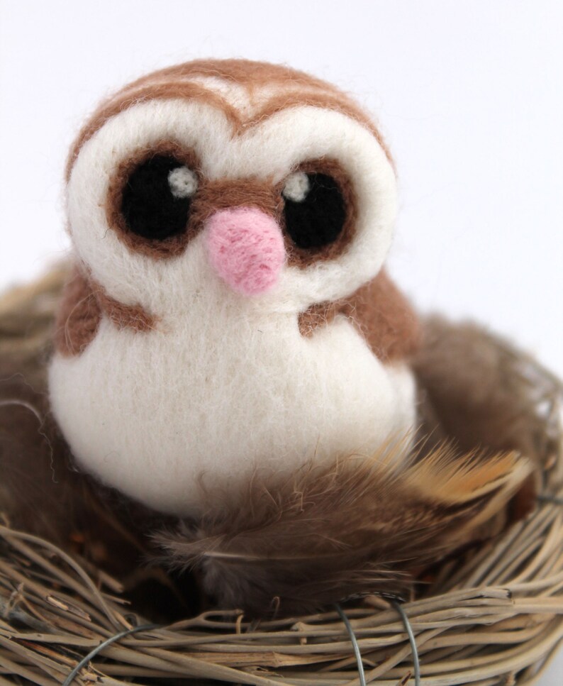 Needle Felted Barn Owl Felted Miniature Felt Bird Felt Owl - Etsy