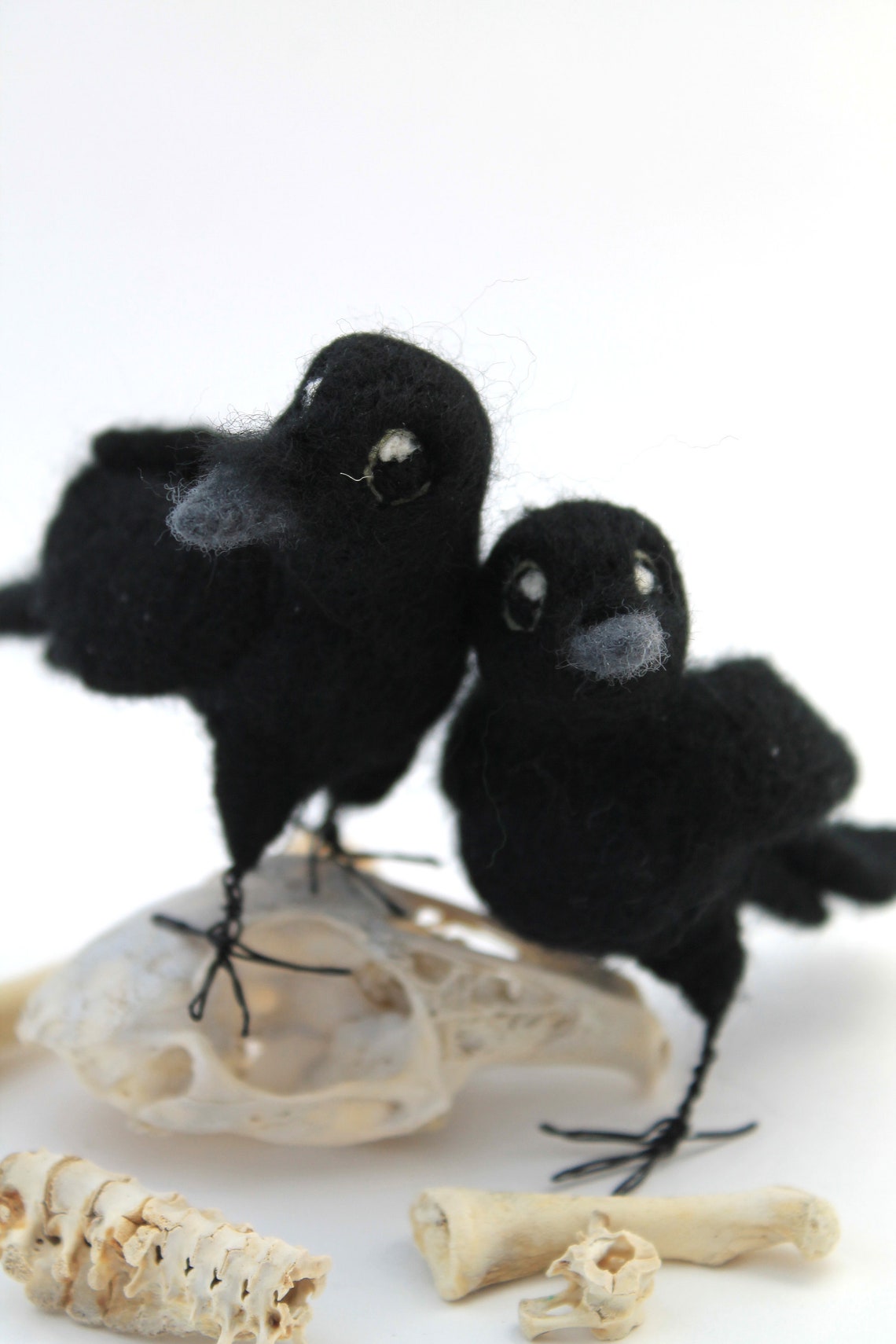 Needle Felted Crow Black Bird Decoration Left Facing | Etsy