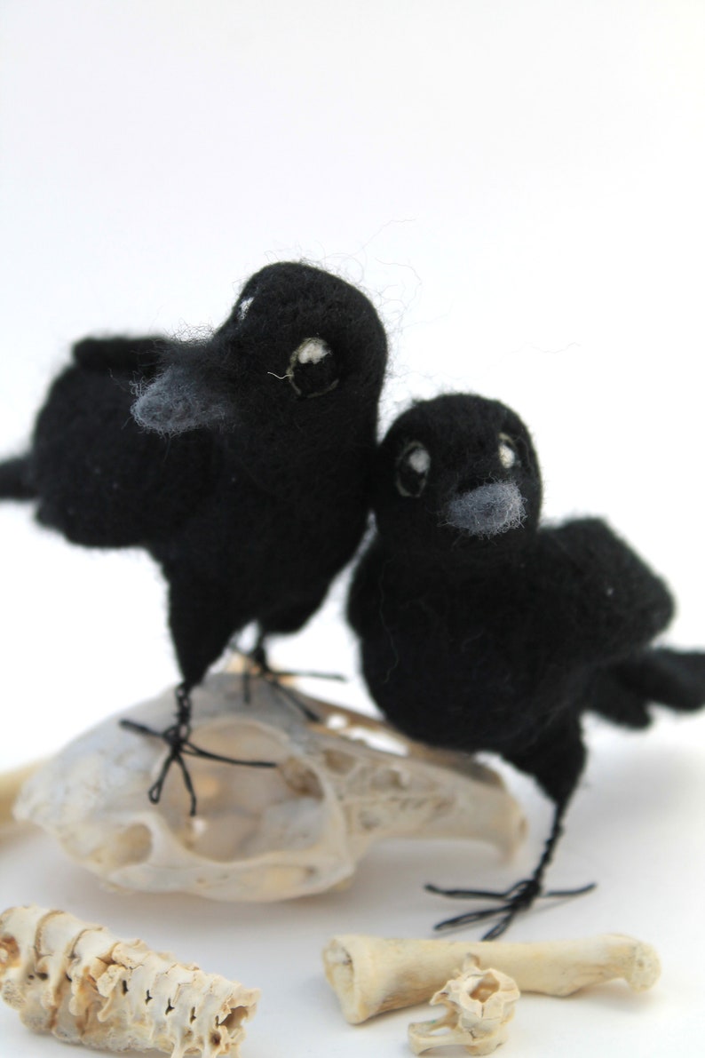 Needle Felted Crow Black Bird Decoration Left Facing | Etsy