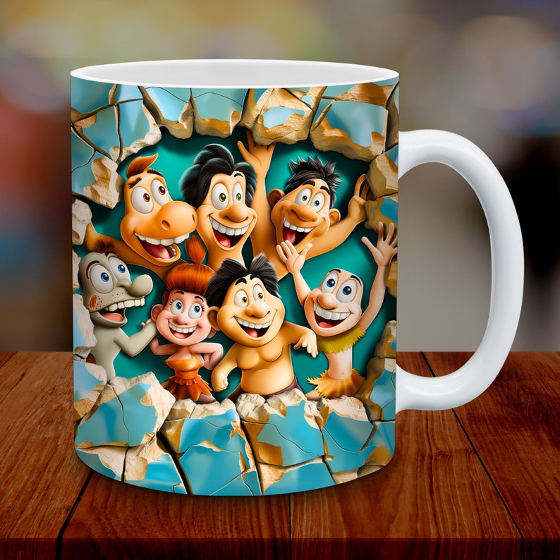 3D Effect Boys Classic Cartoons Character Mug Wrap, 11 Oz & 15 Oz Mug ...